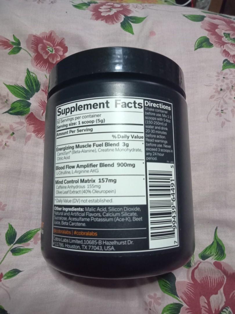 The curse - cobra lab pre workout, Health & Nutrition, Health ...