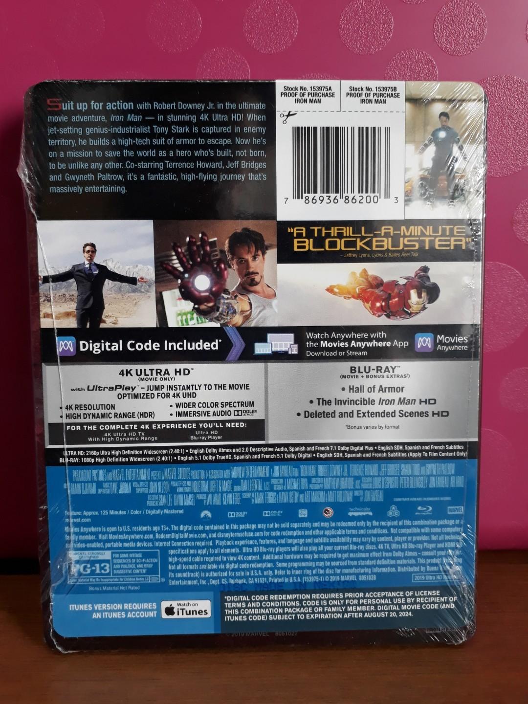 USA Blu Ray 4K UHD - Iron Man 123 STEELBOOK Bundle, Hobbies & Toys ...