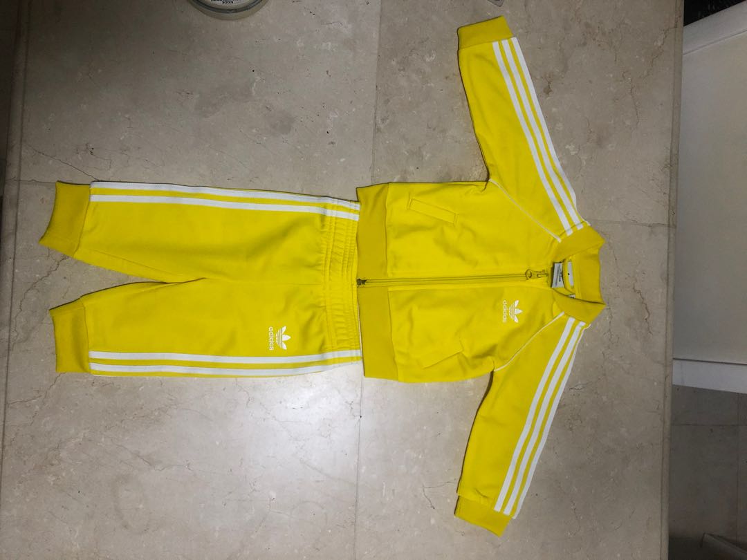 Adidas tracksuit yellow for baby, Babies & Kids, Babies & Kids Fashion ...