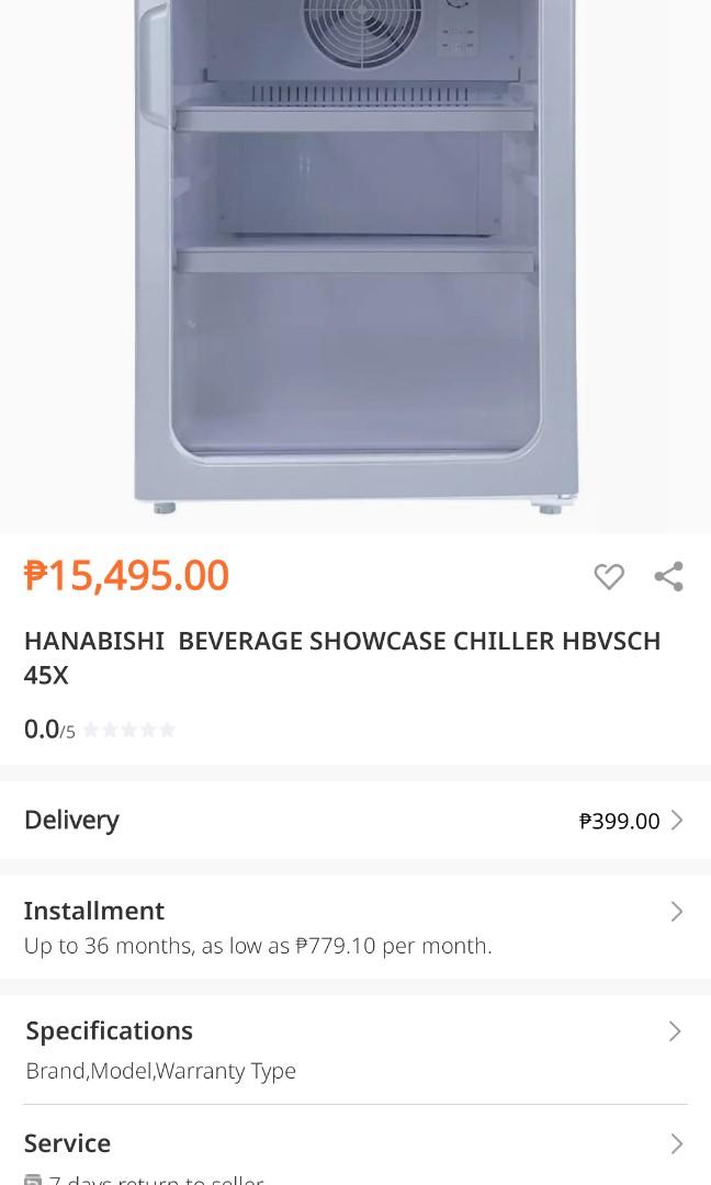 Beverage Showcase Chiller with Light "Hanabishi", TV & Home Appliances ...