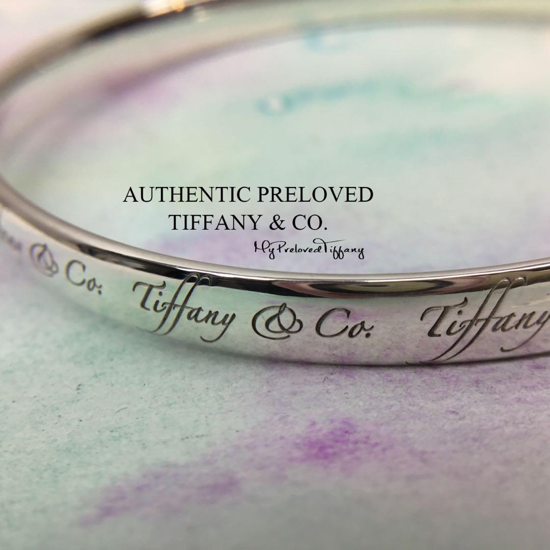 Excellent Authentic Tiffany & Co Logo Script Notes Cursive Bangle ...
