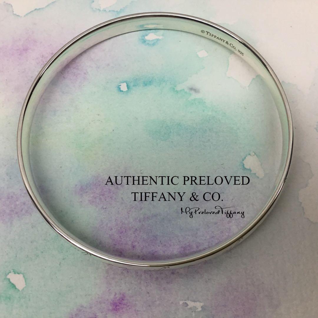 Excellent Authentic Tiffany & Co Logo Script Notes Cursive Bangle ...