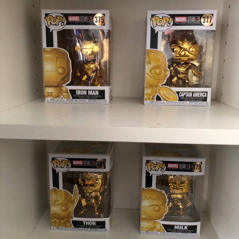 Gold Funko Avengers; Iron Man, Captain America, Thor & Hulk, Hobbies ...