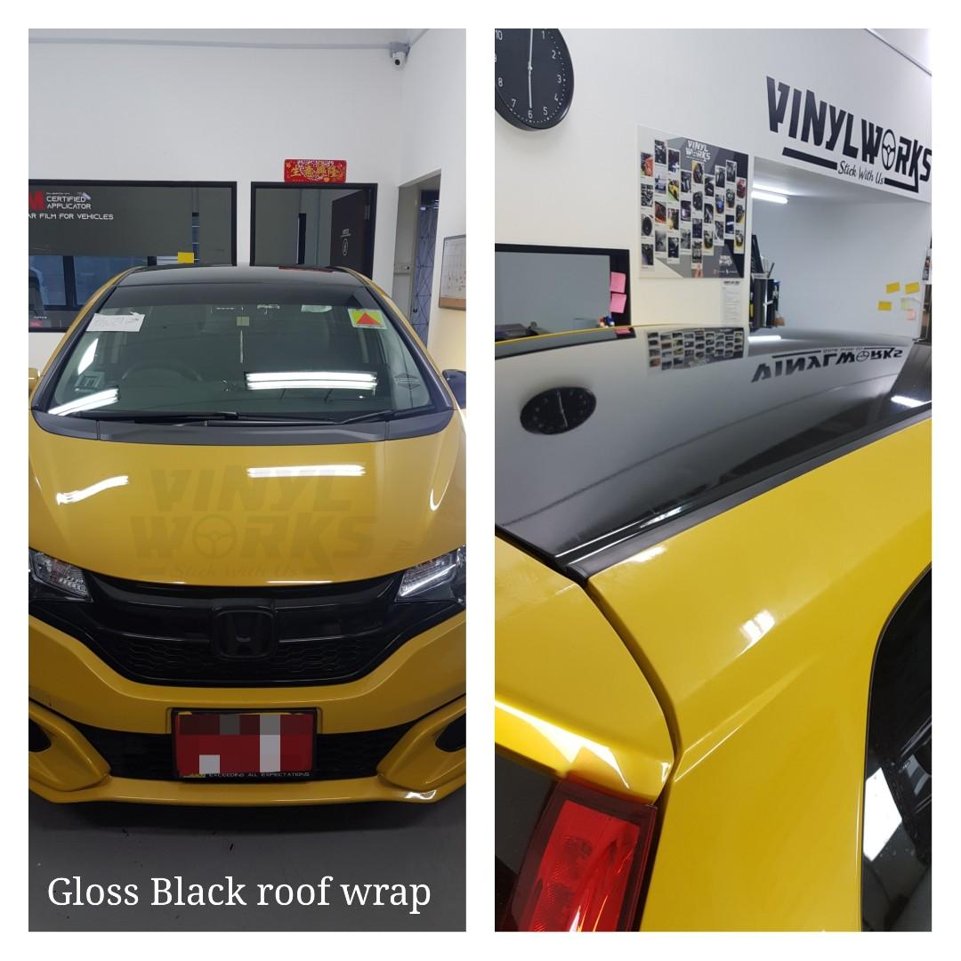 Honda Fit - Roof Wrap (Gloss Black Vinyl Sticker), Car Accessories, Car ...