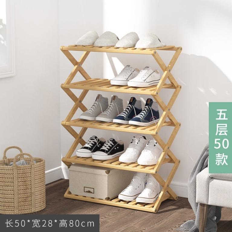 Bamboo Shoe Rack 3/4/5/6 Tiers Fordable Plants Stand Shelves Folding ...