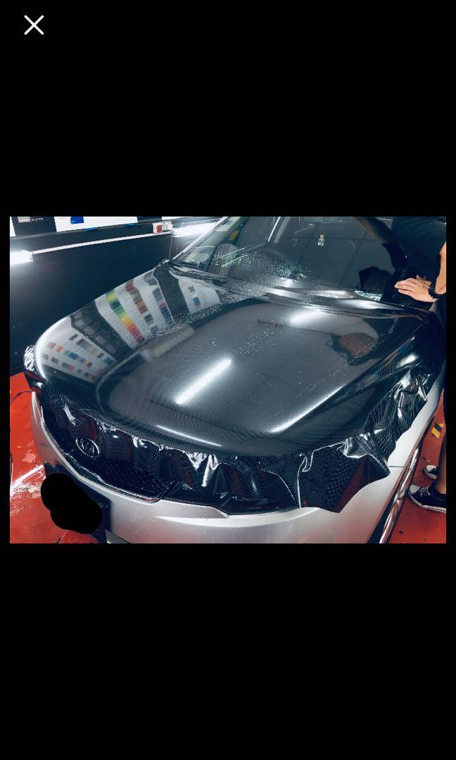 CF bonnet wrapping, Car Accessories, Accessories on Carousell