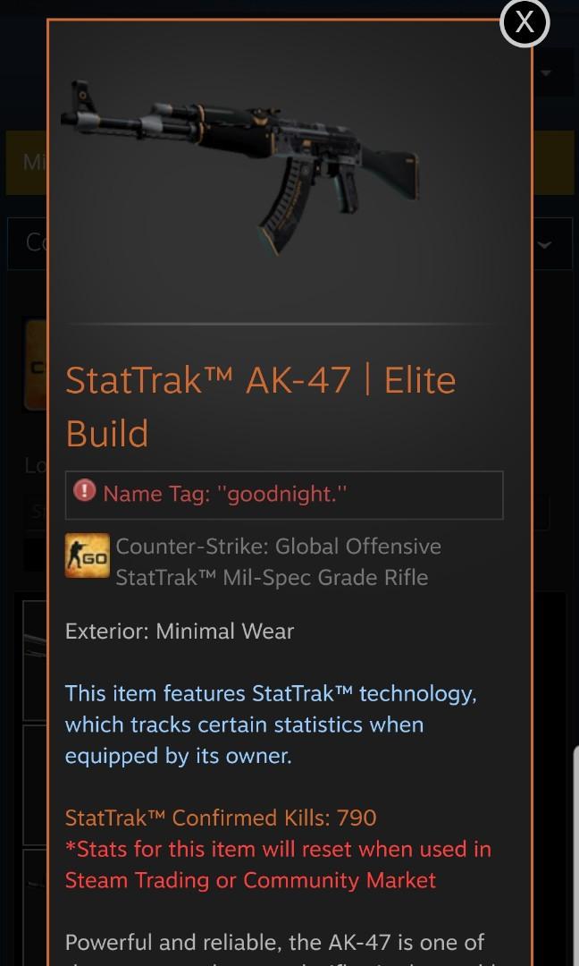 CSGO ST AK-47 Elite Build MW w/ Crown Foil, Video Gaming, Gaming ...