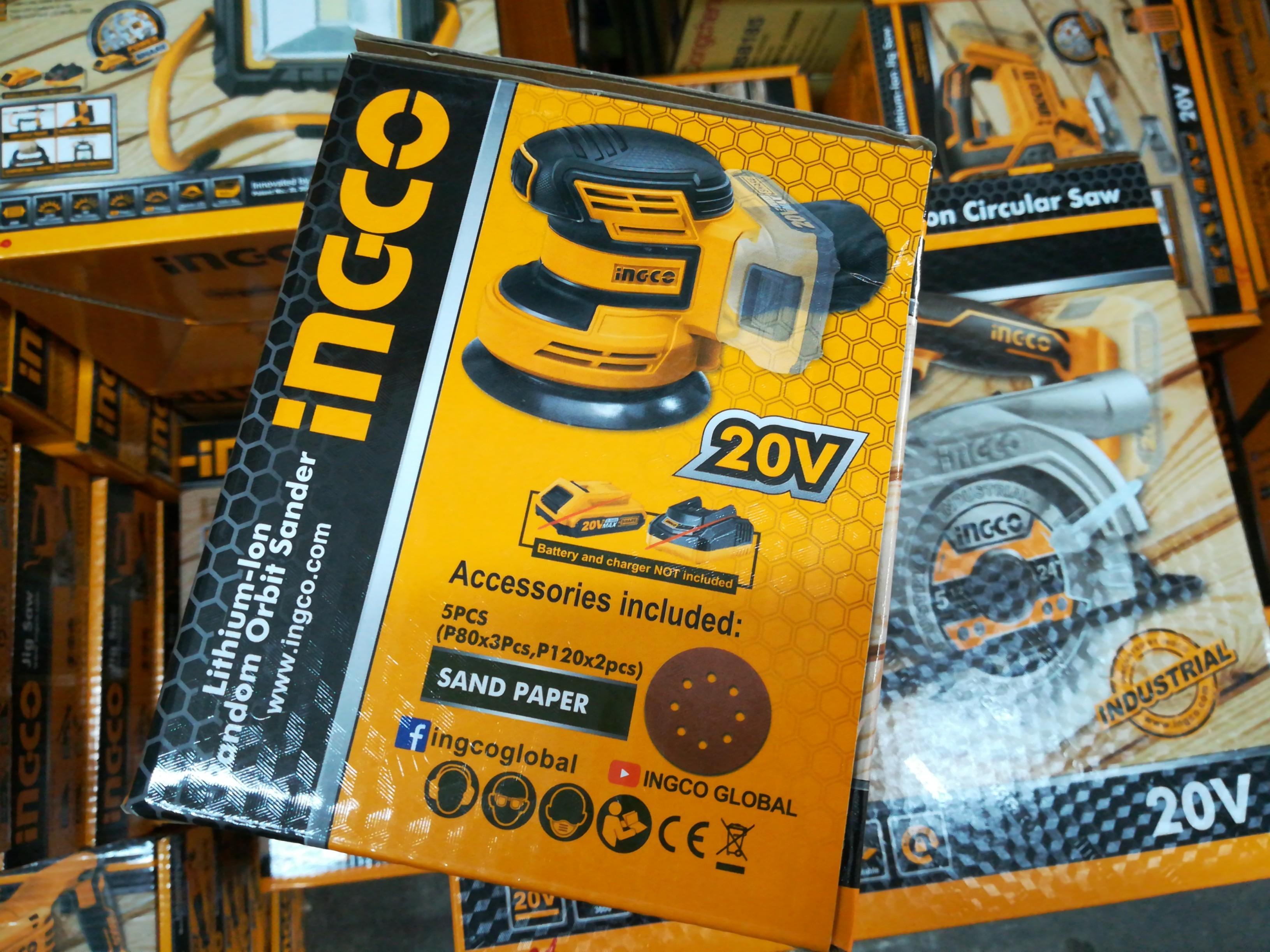 INGCO Li-ion 20v Cordless Random Orbit Sander (Bare Unit), Everything ...