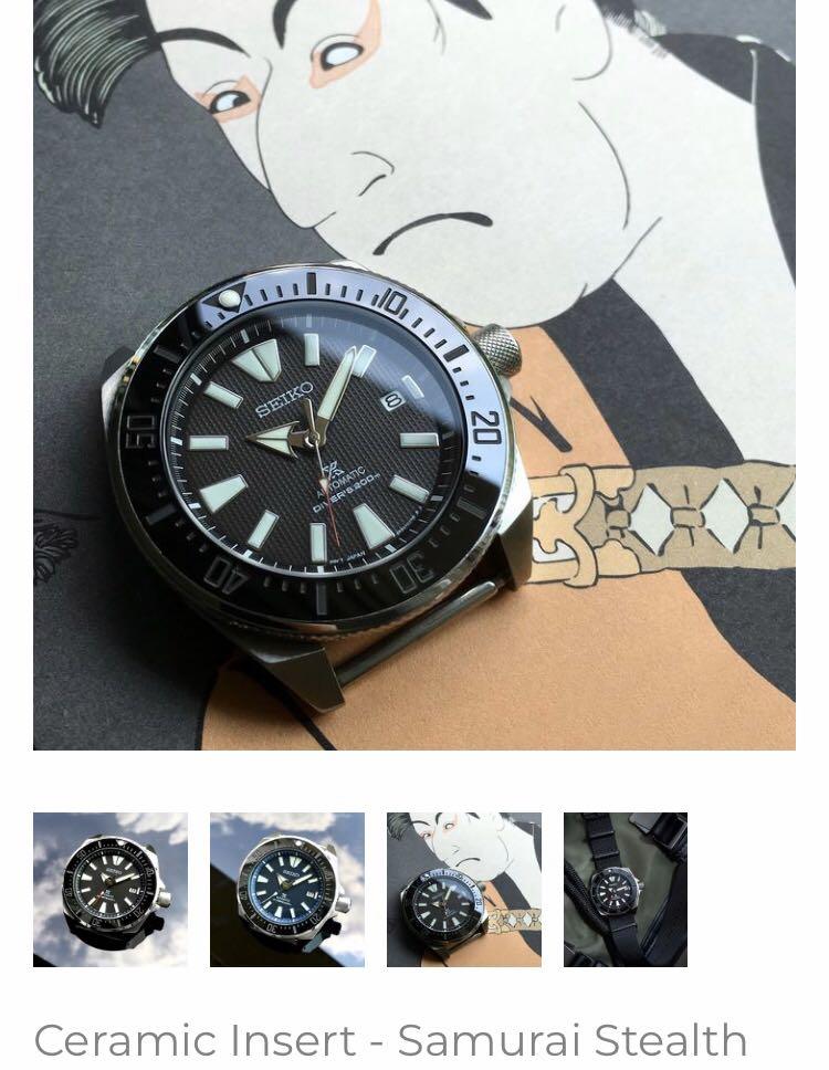 Seiko Samurai Ceramic Bezel Insert STEALTH, Men's Fashion, Watches ...