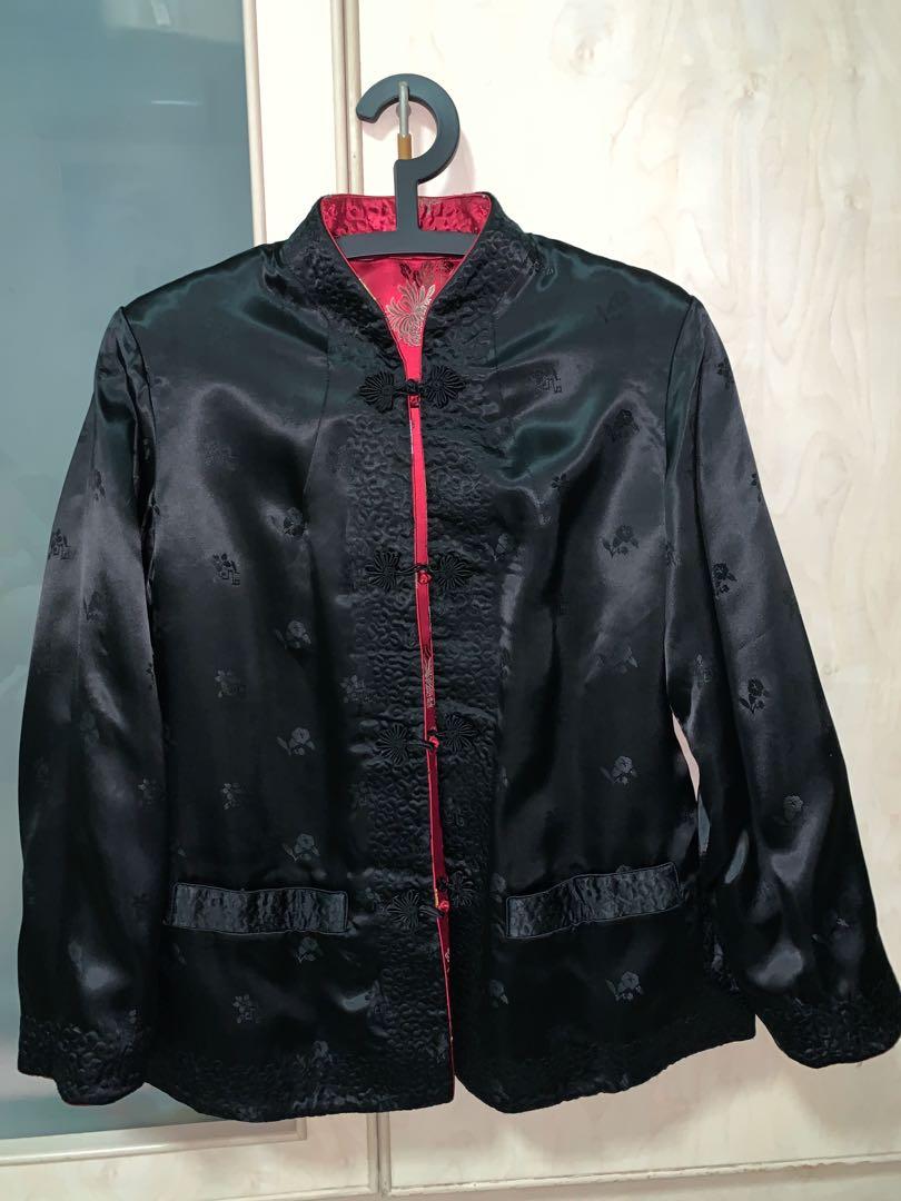 Silk Chinese Long Pao Two-Sided (Red/Black), Women's Fashion, Tops ...
