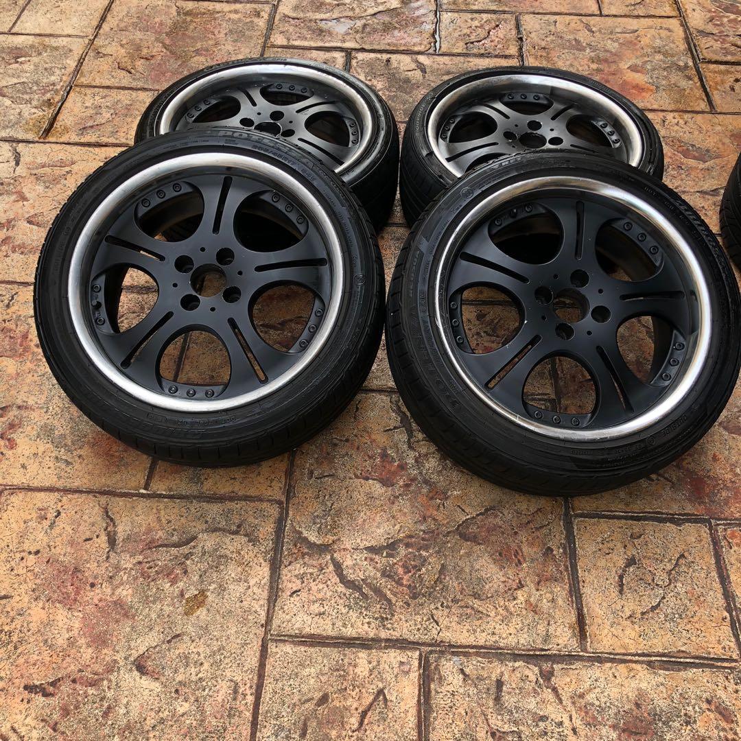 Sport Rim ori work 2 pieces weld 17 pcd100, Auto Accessories on Carousell