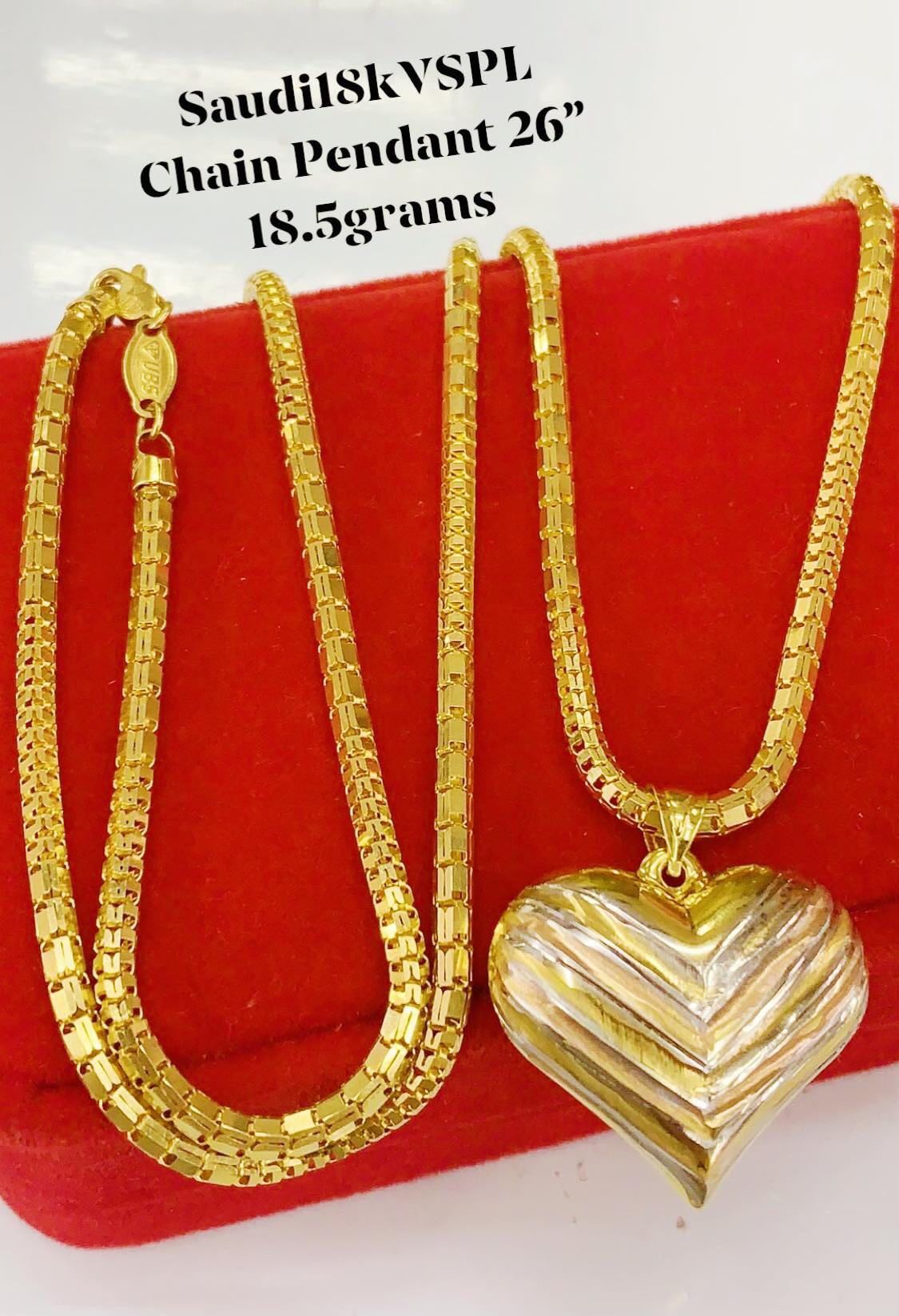 18k Saudi gold Necklace 26" with pendant, Women's Fashion, Jewelry ...