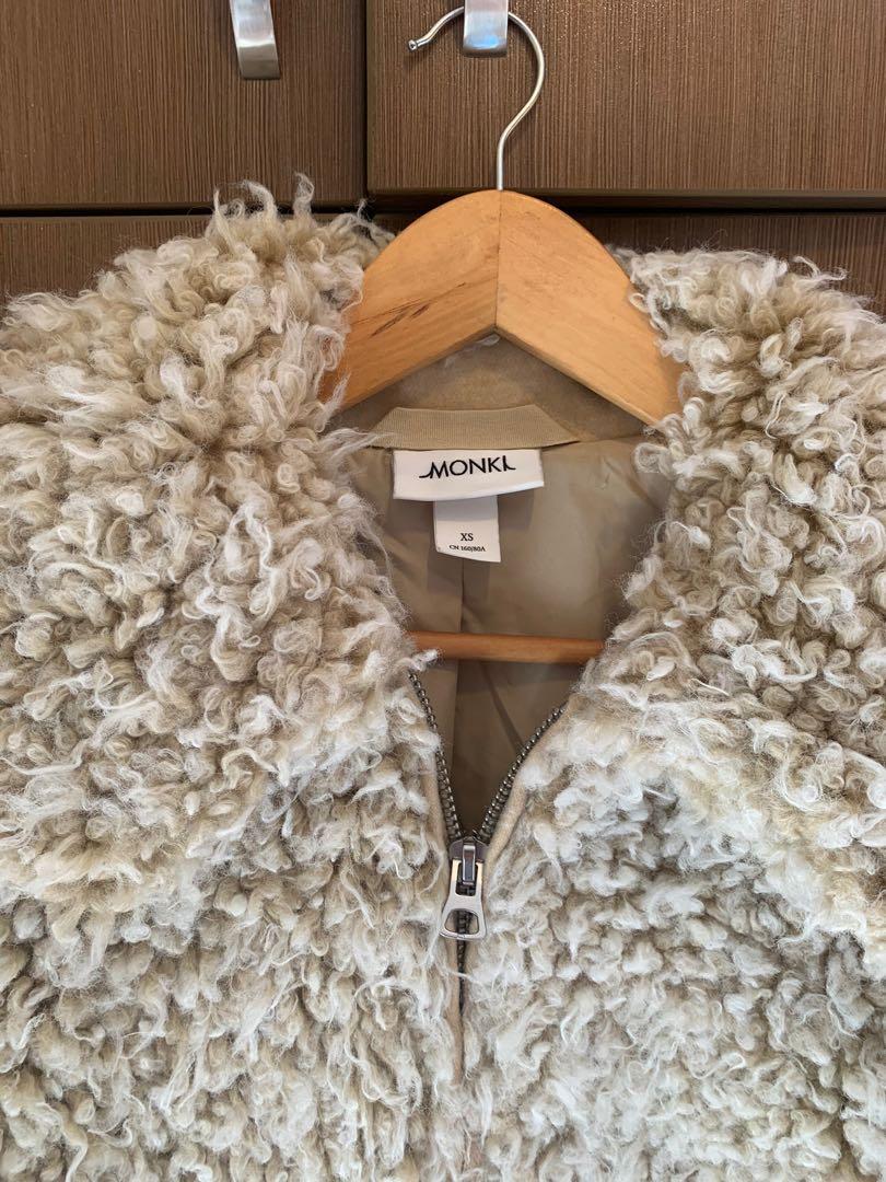 Monki Zip Front Teddy Jacket in Off White, Women's Fashion, Coats ...