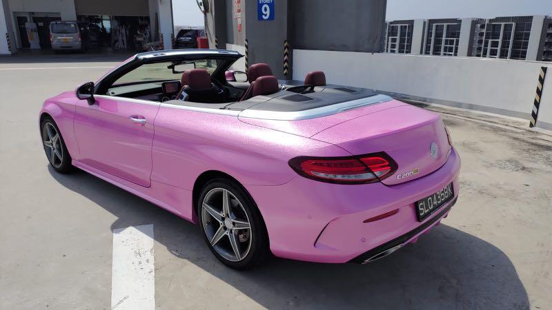 Pink Mercedes car wrap, Car Accessories, Accessories on Carousell