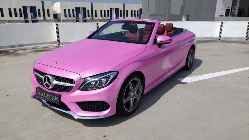 Pink Mercedes car wrap, Car Accessories, Accessories on Carousell
