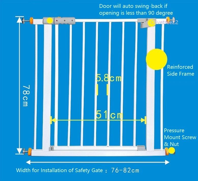Auto Close Pressure Fit Safety Gate Rail Guard for Doorway Corridor ...
