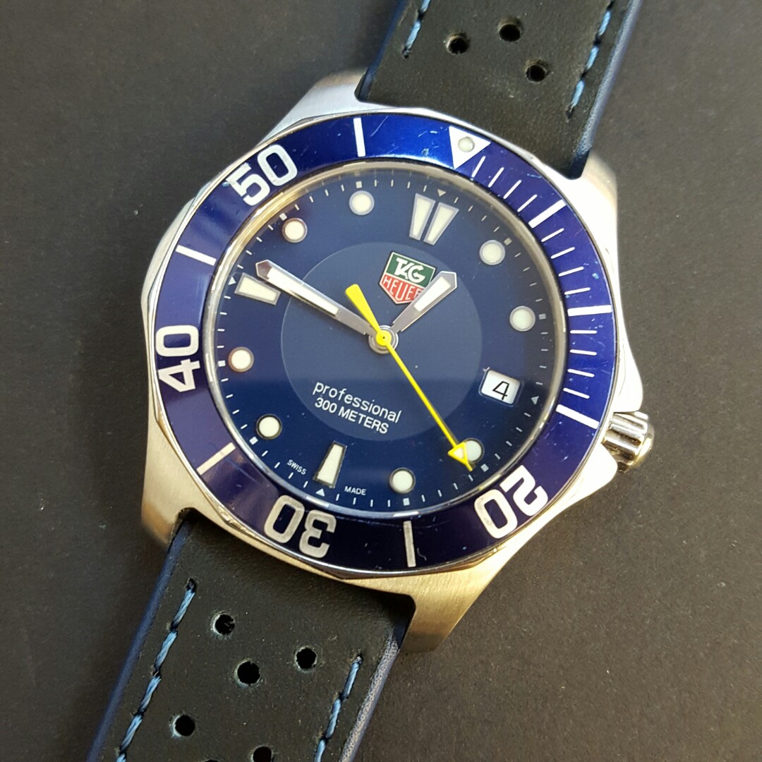 Blue Tag Heuer Professional Diver's Watch, Men's Fashion, Watches ...