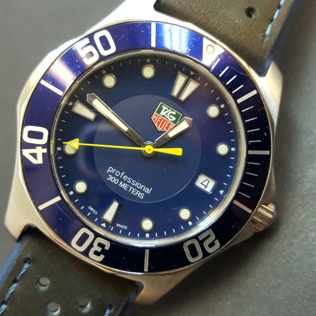 Blue Tag Heuer Professional Diver's Watch, Men's Fashion, Watches ...