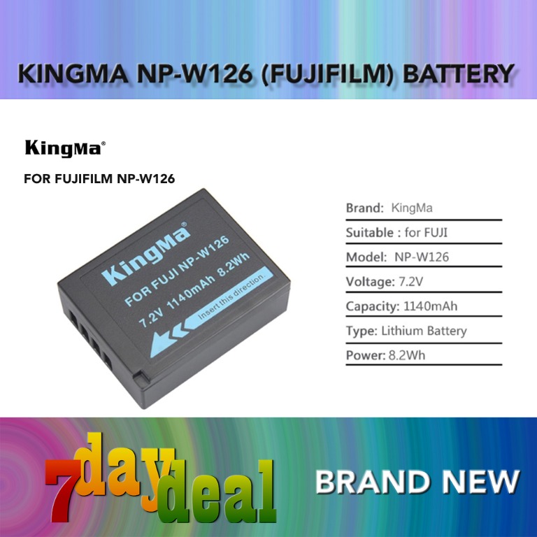 KingMa NP-W126 Battery (For Fujifilm NP-W126S), Photography ...