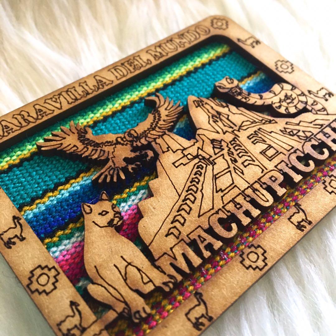 (Peru) Machu Picchu Wood& Fabric Souvenir Fridge Magnet, Furniture ...