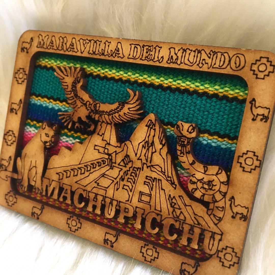 (Peru) Machu Picchu Wood& Fabric Souvenir Fridge Magnet, Furniture ...