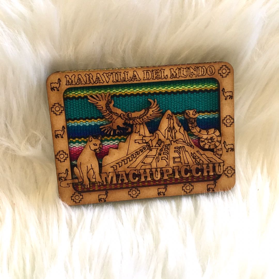 (Peru) Machu Picchu Wood& Fabric Souvenir Fridge Magnet, Furniture ...