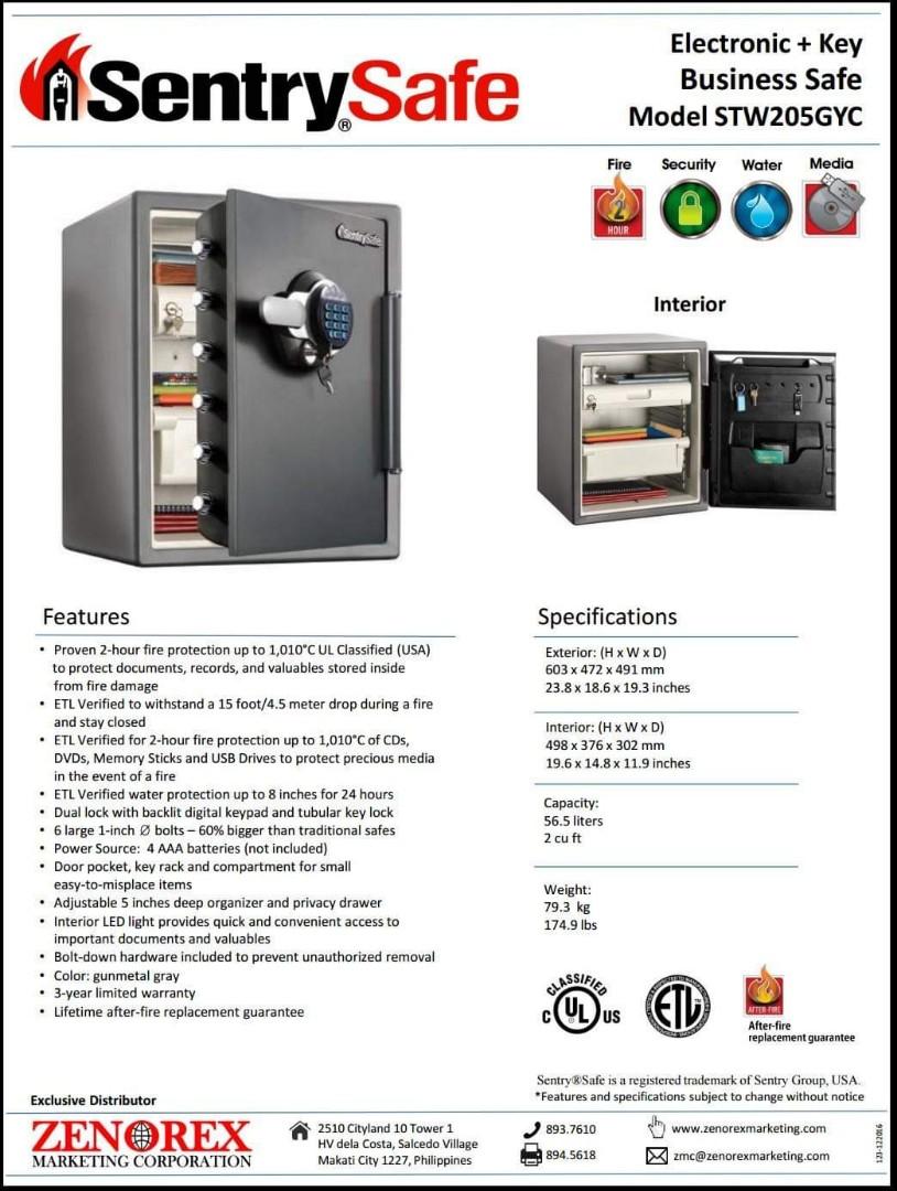 Sentry Safe Fire 6000 2 Drawer Vertical File Cabinet Black | Cabinets ...