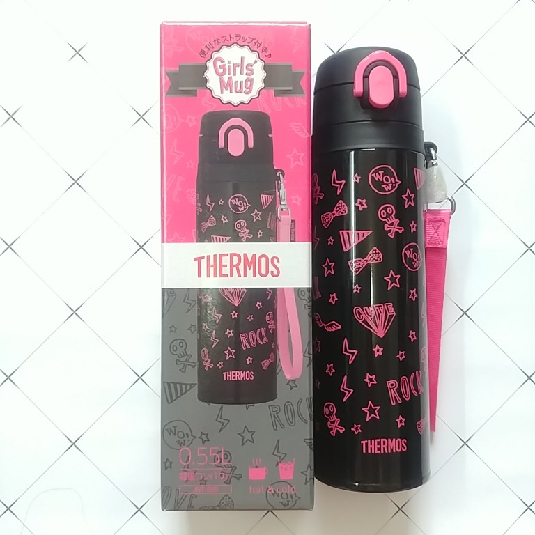 Thermos® Ultra-Light One-Push Tumbler with Strap (Thermal Flask)(550ml)(JNT-550)(BlackPink ...