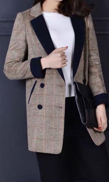 brown/orange tweed jacket, Women's Fashion, Coats, Jackets and ...