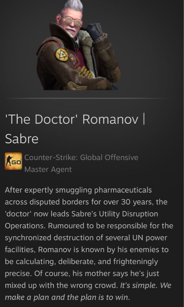 Csgo Agent The Doctor Romanov | Sabre, Hobbies & Toys, Toys & Games on ...