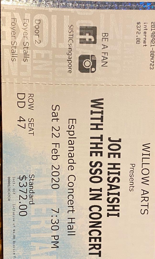 Joe Hisaishi live concert, Tickets & Vouchers, Event Tickets on Carousell