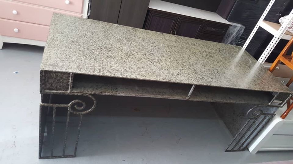 Meja Counter Besi Table Top Tampered Glass, Furniture & Home Living ...