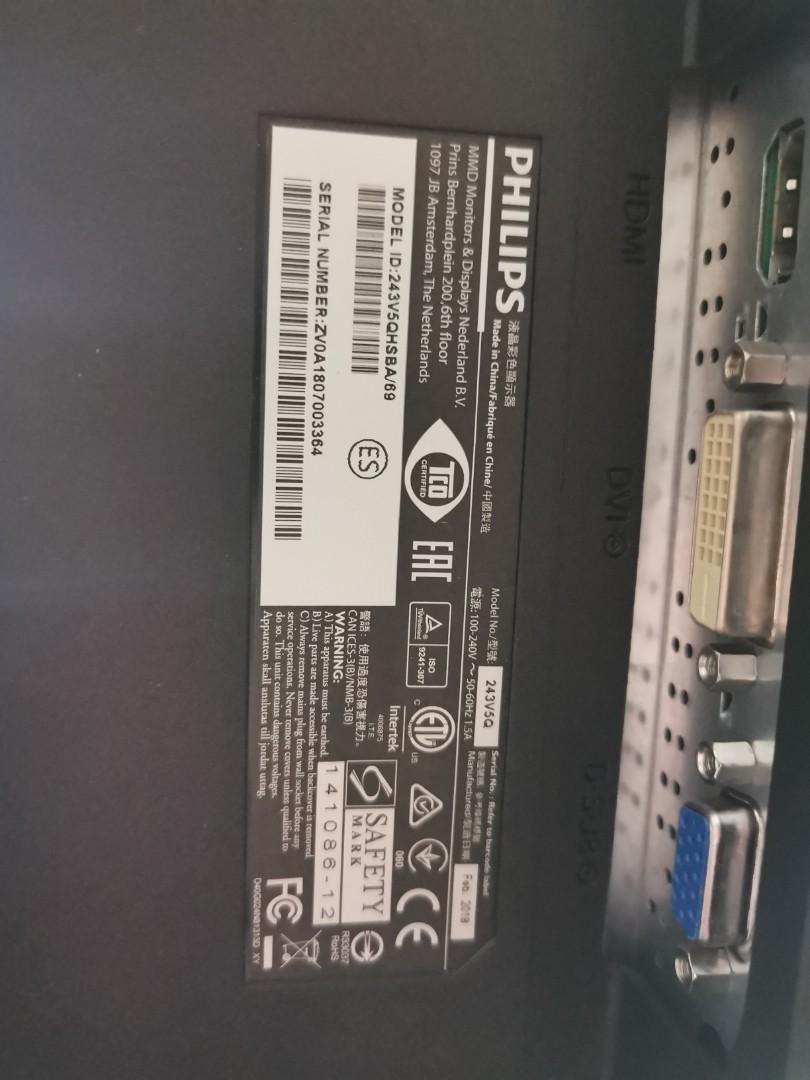 Philips monitor 243v. 23.6 ". Last set available, Computers & Tech ...