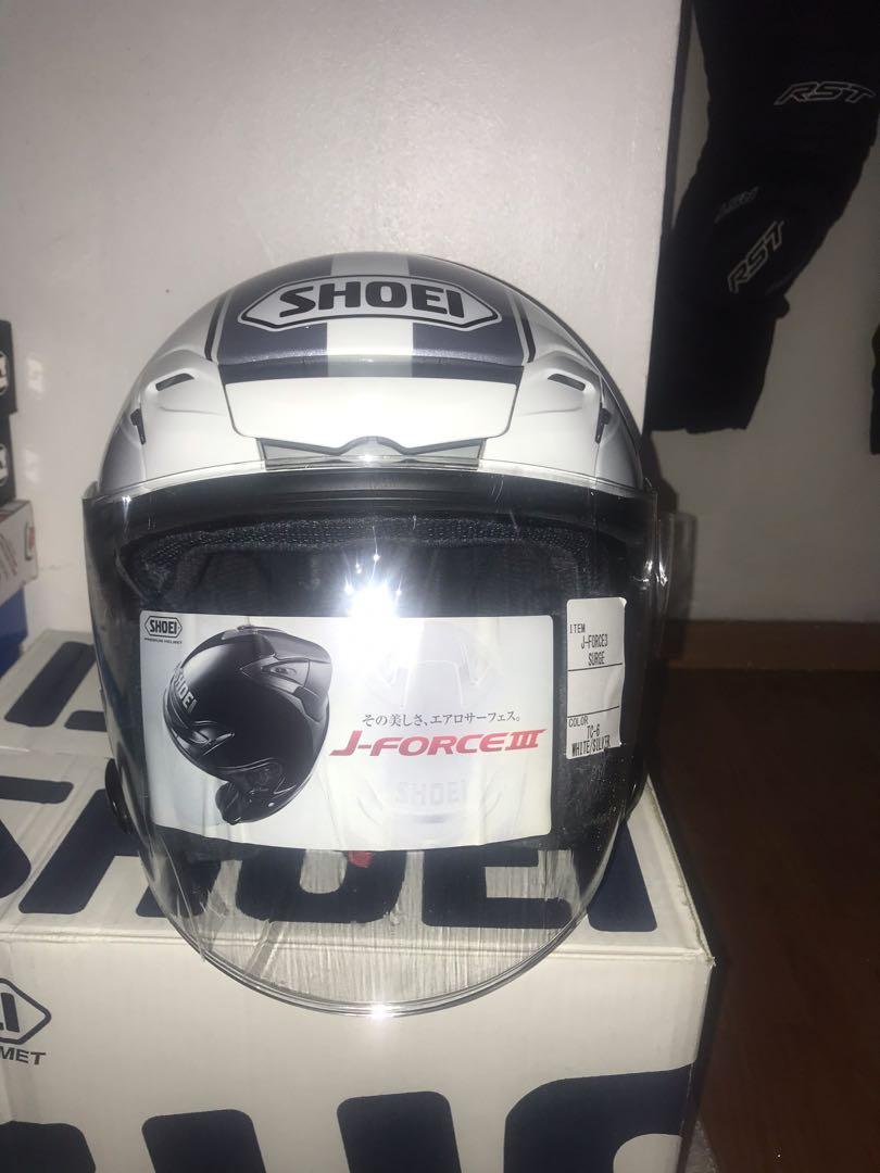 Shoei surge j force 3 white silver, Motorcycles, Motorcycle Apparel on ...