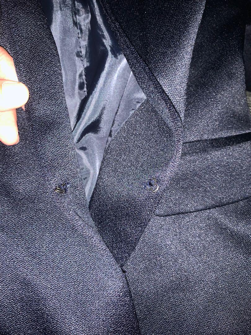 Three-fourths Dark Blue Blazer-Small, Women's Fashion, Coats, Jackets ...