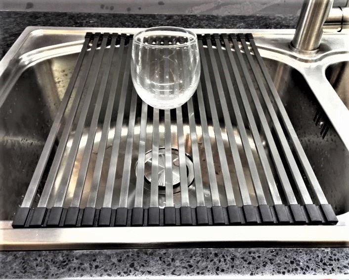 304 Stainless Steel Drain Folding Kitchen Sink Basin Rack Curtain ...