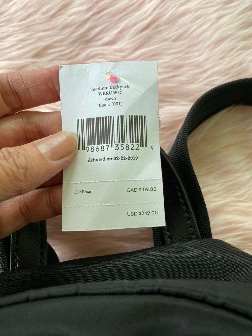 Kate Spade Dawn Medium Black Nylon Backpack. Brandnew with price tag ...