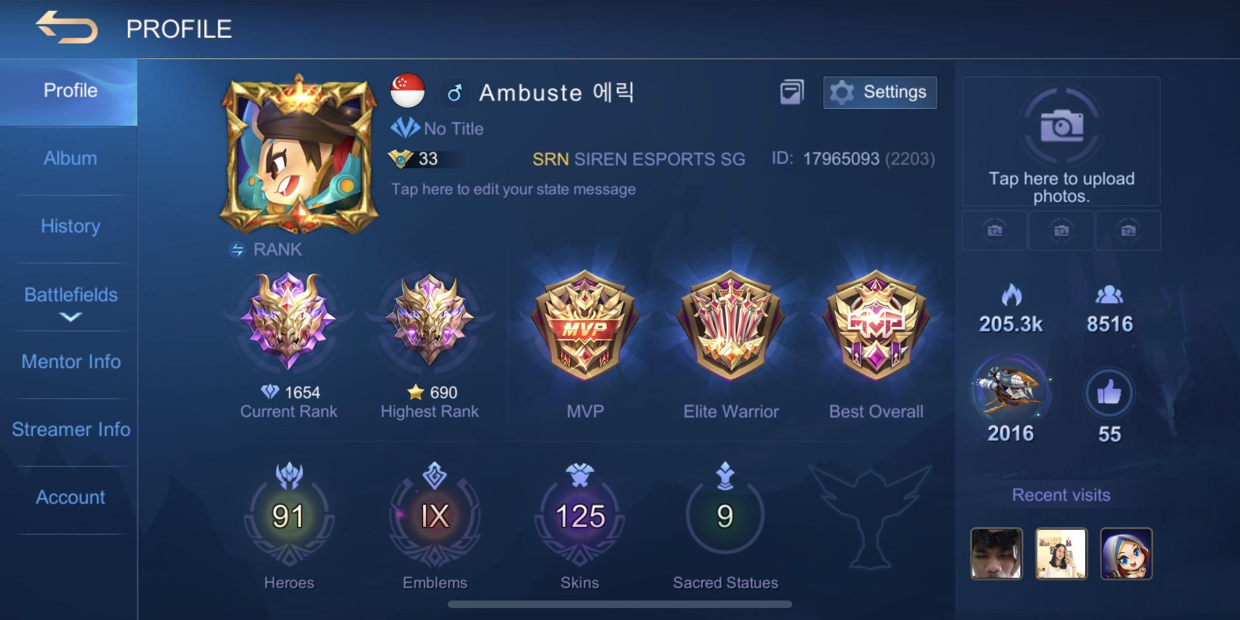 Mobile Legends Account [Global 1 top squad border], Video Gaming ...