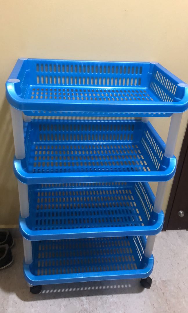 stackable Plastic trolley/ Rack with wheel, Furniture & Home Living ...