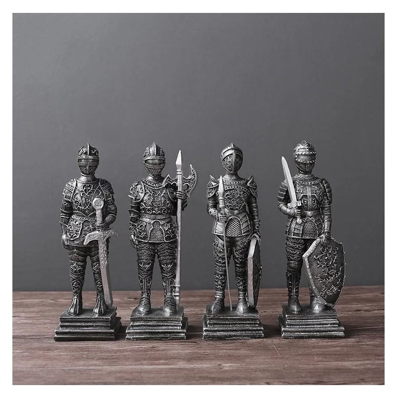Silver Medieval Armored Roman Knights statue figurine, Hobbies & Toys ...