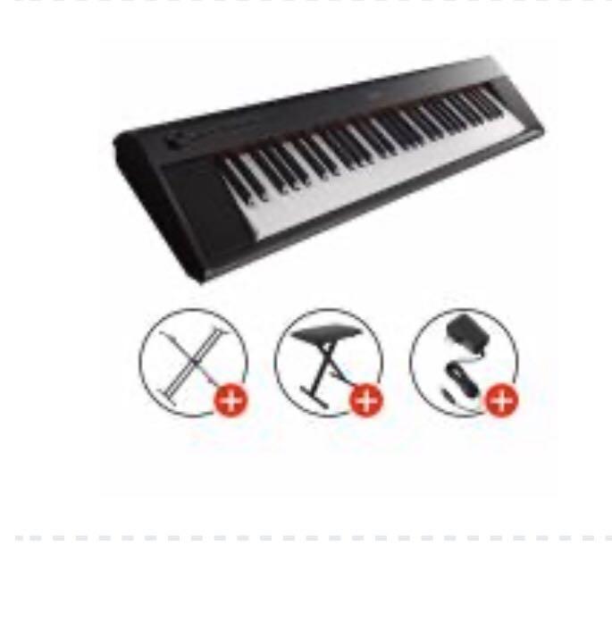 Yamaha NP 12 Piaggero portable keyboard (black) with piano X stand, amp ...