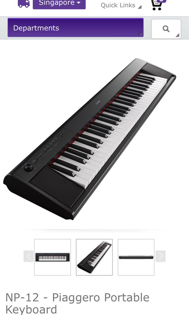Yamaha NP 12 Piaggero portable keyboard (black) with piano X stand, amp and X bench, Music ...