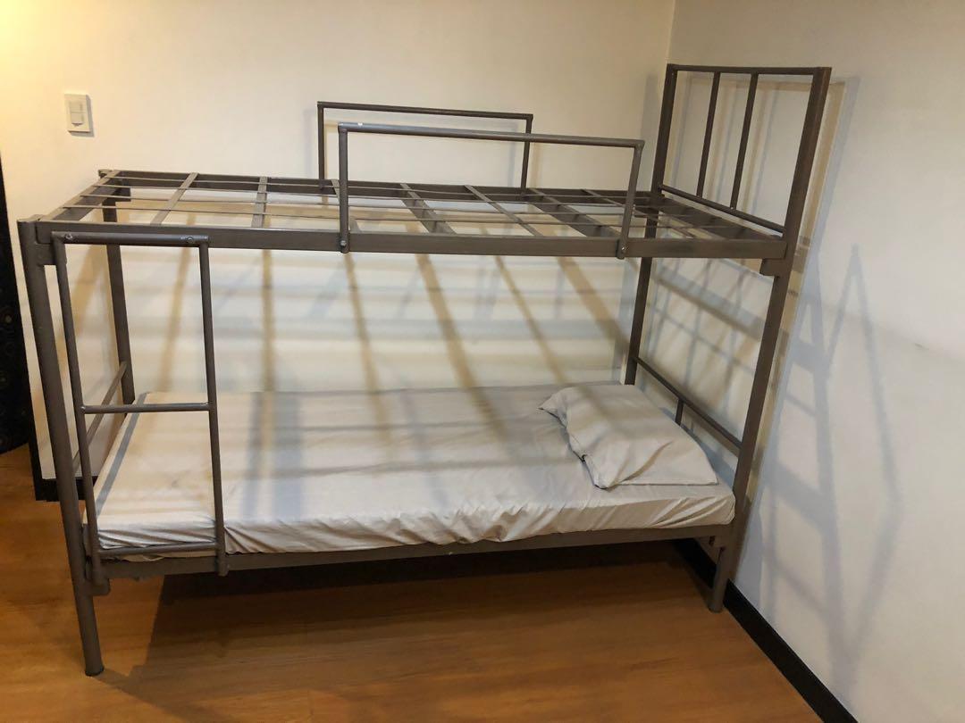 Double deck metal bed frame, Furniture & Home Living, Furniture, Bed ...