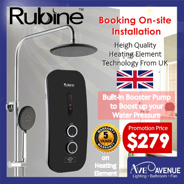 [5 Days Special]Rubine Instant Water Heater with Booster Bump Rain ...