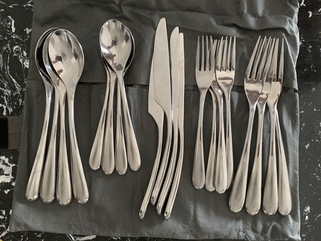 CB2 (Crate and Barrel) 20-piece silverware set, Furniture & Home Living ...