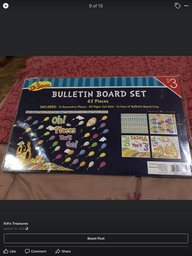 Dr. Seuss Bulletin Board Set (Oh! The Places You’ll Go), Hobbies & Toys ...