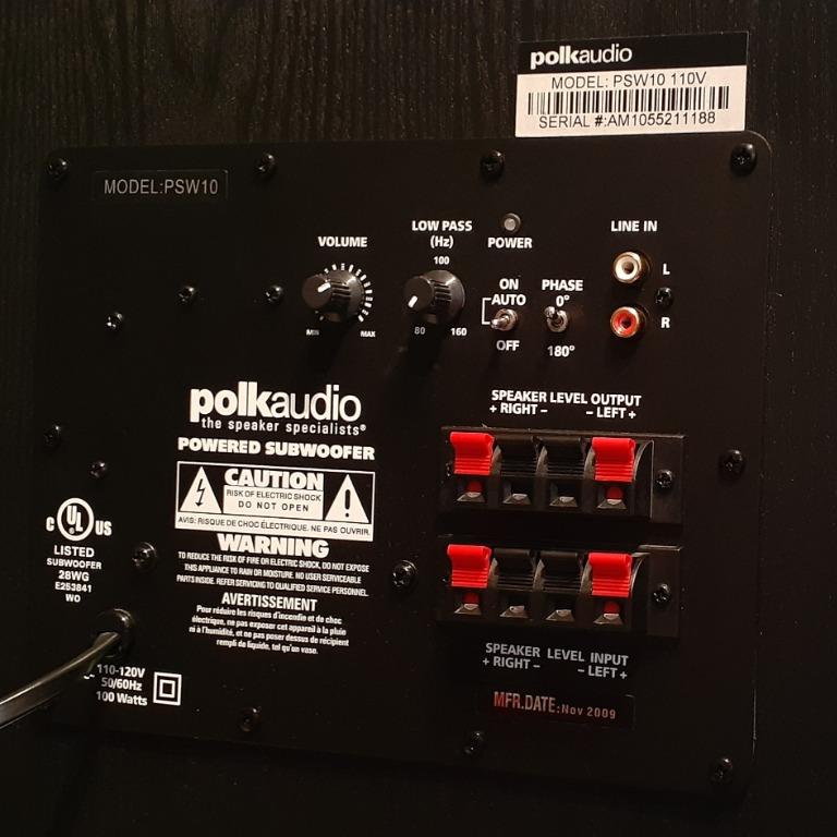 Polk Audio PSW10 100Watts 10'' Powered Active Subwoofer Good as Brand ...
