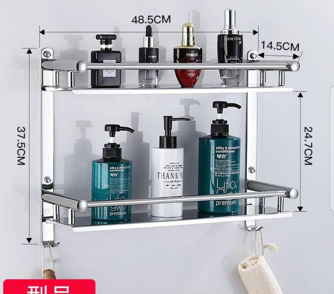 STAINLESS STEEL SUS304 2-TIER 50CM KITCHEN/BATHROOM RACK, Furniture ...