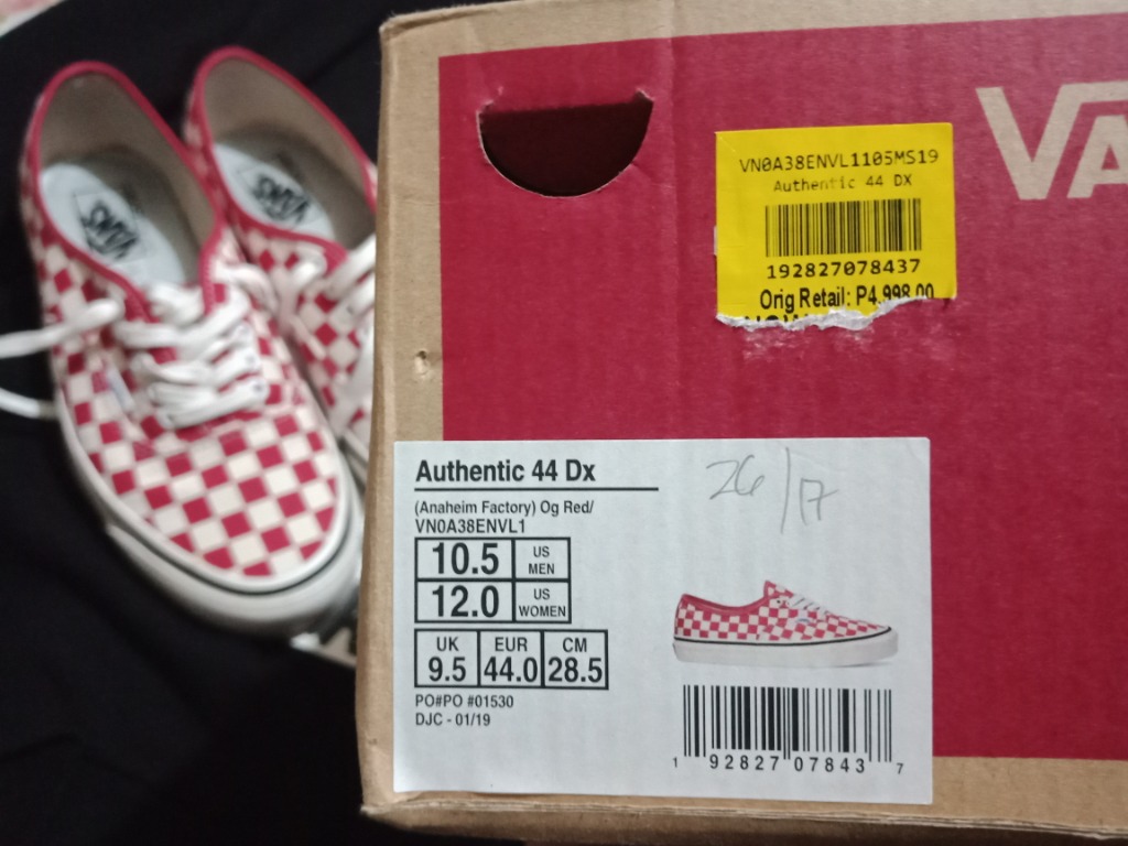 Vans Authentic 44DX Anaheim OG Red (Checkered), Men's Fashion, Footwear ...