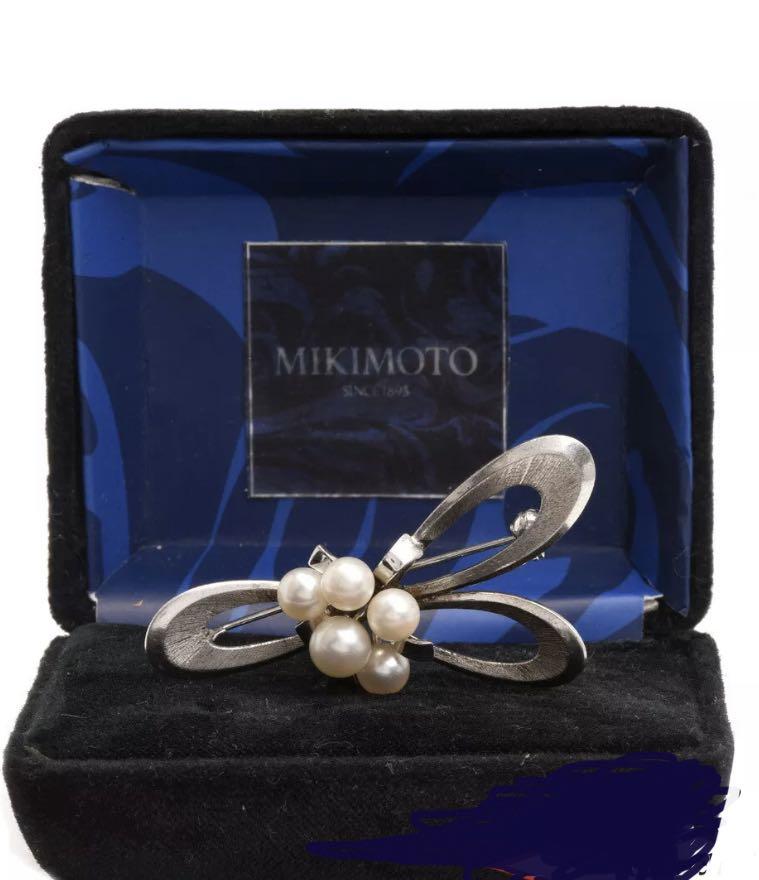 Vintage Mikimoto Pearl Sterling Silver Floral Motif Pin, Men's Fashion ...